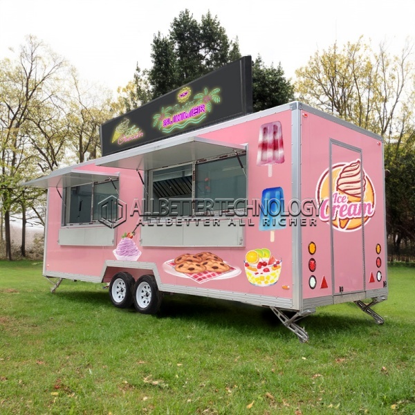 Pink Double Door Window Square Food Trailer - Allbetter