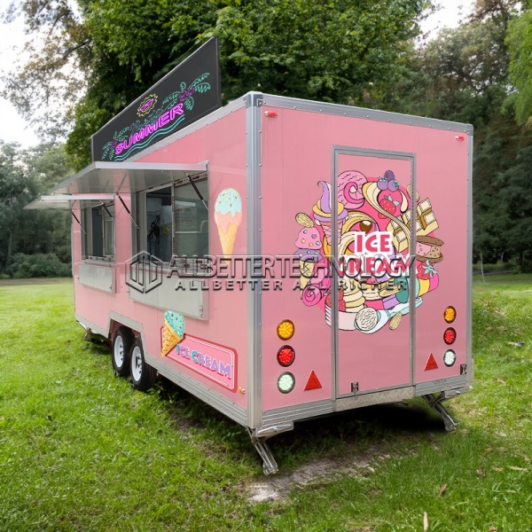 Pink Double Door Window Square Food Trailer - Allbetter