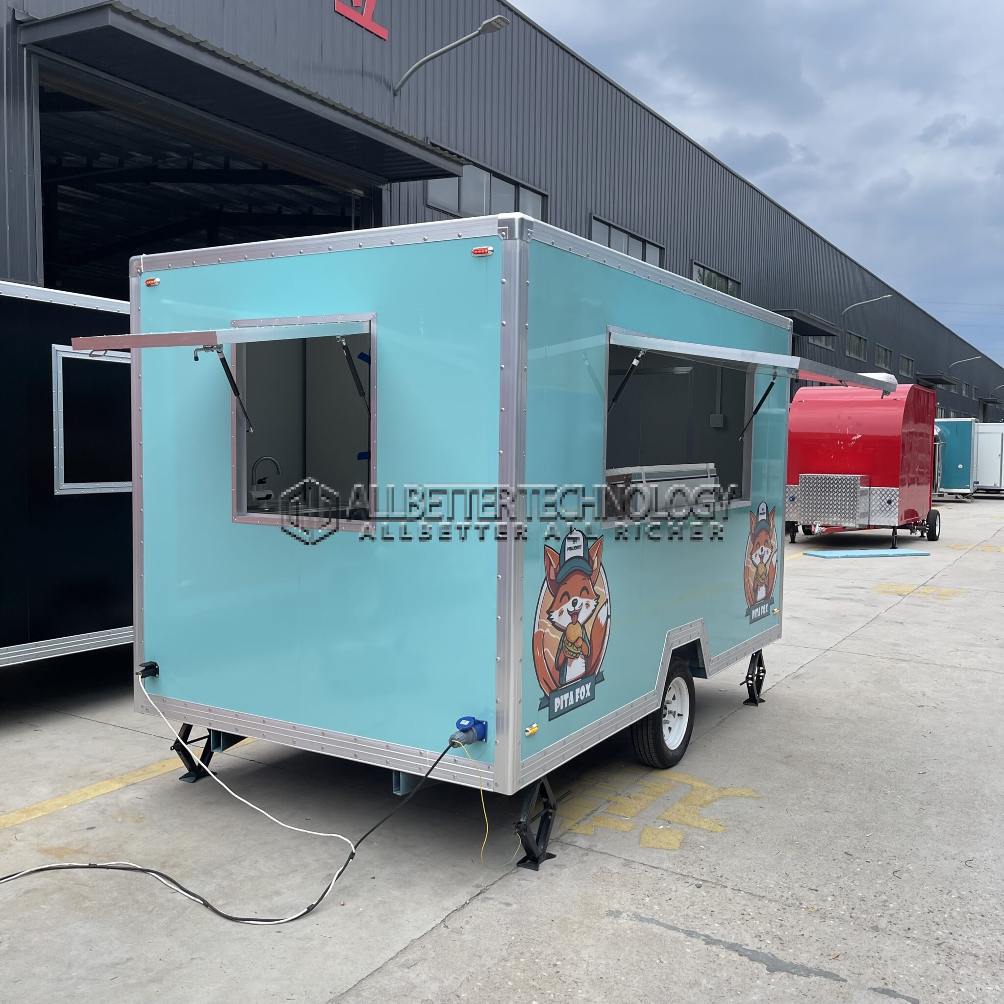 10FT Light Blue Single Window Square Food Trailer - Allbetter